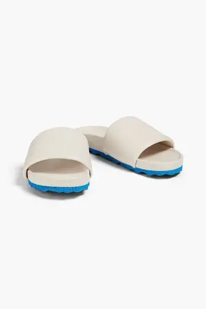 Off-White Twotone Embossed Leather Slides