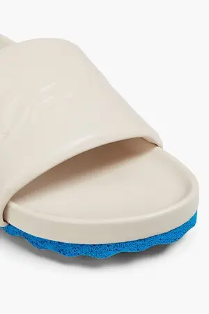 Off-White Twotone Embossed Leather Slides
