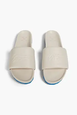 Off-White Twotone Embossed Leather Slides