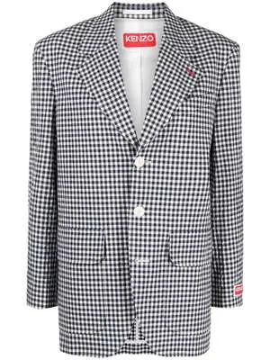 Kenzo Gingham Single-breasted Blazer - Blue