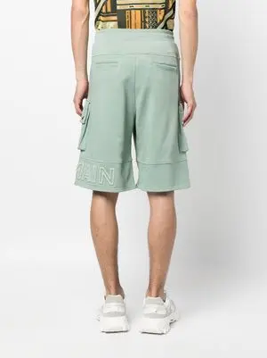 Balmain Embossed Logo Bermuda Shorts - Green