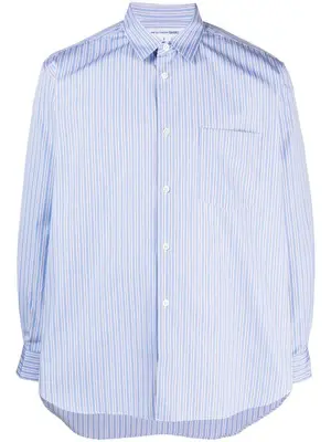 Comme Des Garçons Striped Long-sleeve Shirt - Blue