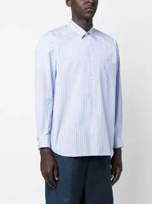 Comme Des Garçons Striped Long-sleeve Shirt - Blue