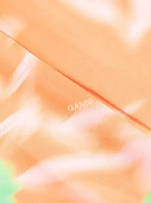 GANNI Floral-print Slip Midi Dress - Orange