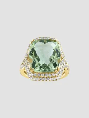 Saks Fifth Avenue Collection 14k Yellow Gold Amethyst & 1 Tcw Diamond Halo Ring - Green