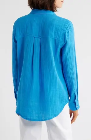 Rails Ellis Cotton Gauze Button-up Shirt - French Blue