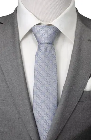CUFFLINKS, INC. Quatrefoil Silk Neck Tie - Gray