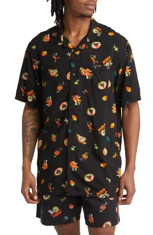 VANS Stickers Short Sleeve Button-up Camp Shirt