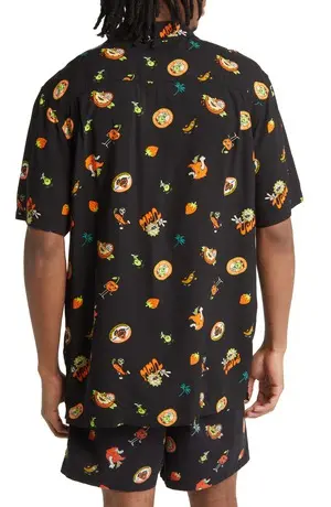 VANS Stickers Short Sleeve Button-up Camp Shirt