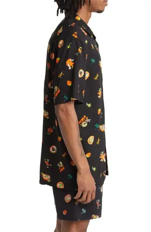 VANS Stickers Short Sleeve Button-up Camp Shirt