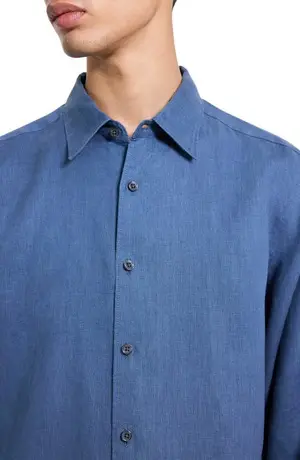 Theory Irving Solid Linen Button-up Shirt - Bering