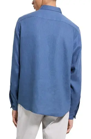 Theory Irving Solid Linen Button-up Shirt - Bering