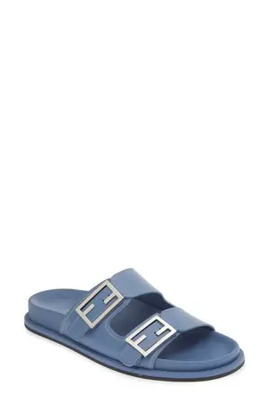 Fendi Feel Dual Strap Slide Sandal - Perfect Blue