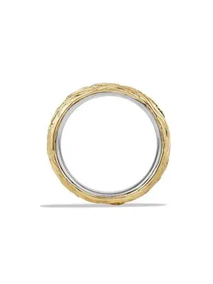 David Yurman Waves Band Ring With 18k Yellow Gold And Pavé Diamonds