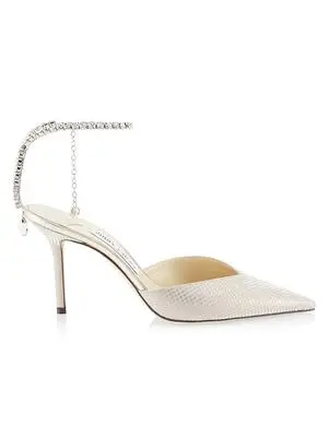 JIMMY CHOO Women's Saeda 85MM Glitter & Crystal Pumps - Champagne Crystal  - Champagne Crystal
