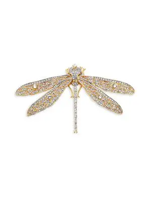 KENNETH JAY LANE 22k-gold-plated & Glass Crystal Dragonfly Brooch - Gold Crystal