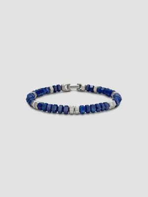 David Yurman Hex Bead Bracelet In Sterling Silver Lapis