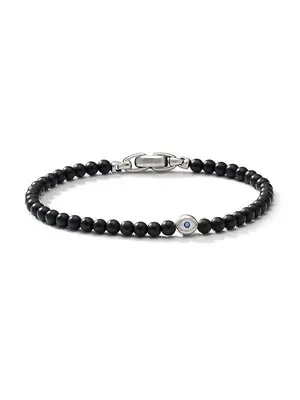 David Yurman Spiritual Beads Evil Eye Bracelet In Sterling Silver - Black Onyx