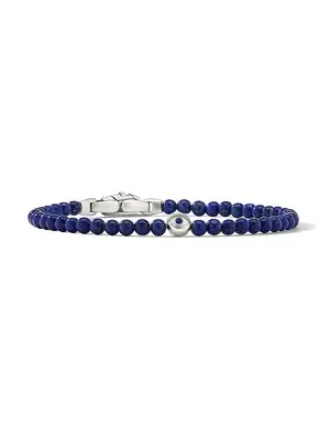 David Yurman Spiritual Beads Evil Eye Bracelet In Sterling Silver - Lapis