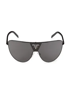 Prada Men's 37MM Metal Rectangular Sunglasses - Black - Black