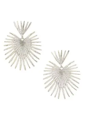 KENNETH JAY LANE Rhodium-plated Fan Drop Earrings - Silver