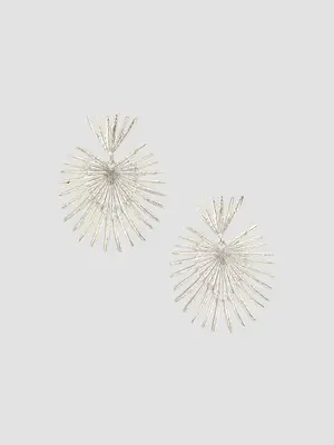 KENNETH JAY LANE Rhodium-plated Fan Drop Earrings