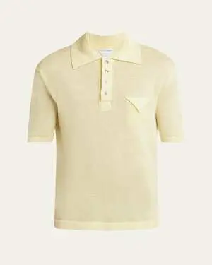 Bottega Veneta Linen-knit Polo - Brownmulti
