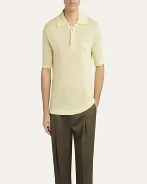 Bottega Veneta Linen-knit Polo - Brownmulti