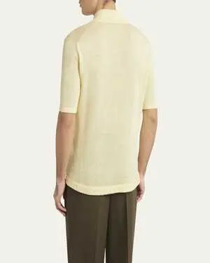 Bottega Veneta Linen-knit Polo - Brownmulti