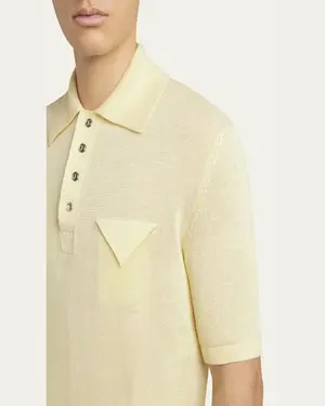 Bottega Veneta Linen-knit Polo - Brownmulti