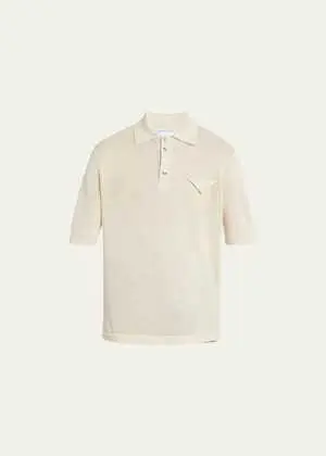 Bottega Veneta Linen-knit Polo Camelmulti