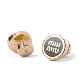 Miu Miu Enameled Metal Stud Earrings - Black