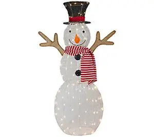 NORTHLIGHT 48' Led Snowman W/ Top Hat & Red Sca F Decoration - One-color
