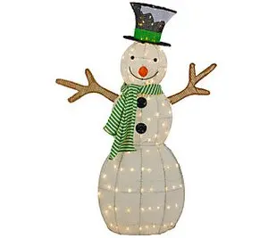NORTHLIGHT 43' Led Snowman W/top Hat & Green S Arf Decoration - One-color