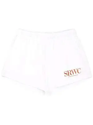SPORTY & RICH Logo-print Cotton Shorts - White