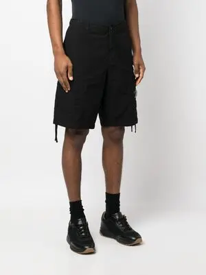 C.P. COMPANY Logo-patch Cotton Shorts - Black