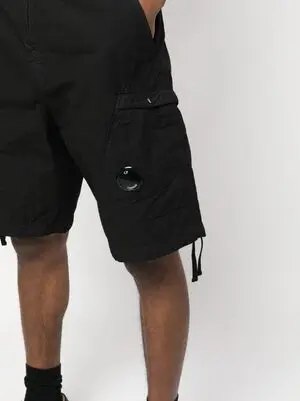 C.P. COMPANY Logo-patch Cotton Shorts - Black
