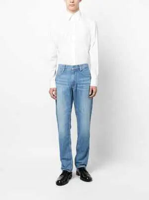 Ralph Lauren Purple Label Stonewashed Straight-leg Jeans - Blue
