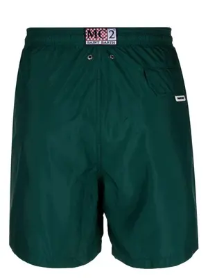MC2 SAINT BARTH Logo-patch Drawstring-waist Swim Shorts - Green