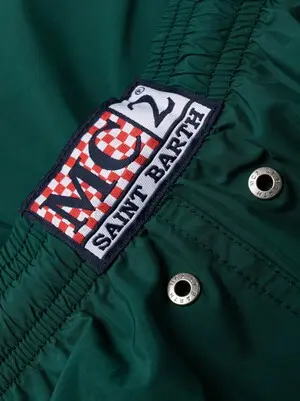 MC2 SAINT BARTH Logo-patch Drawstring-waist Swim Shorts - Green