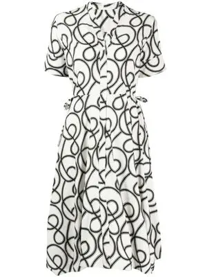 JNBY JNBY Abstract-Print Pleated Midi Dress
