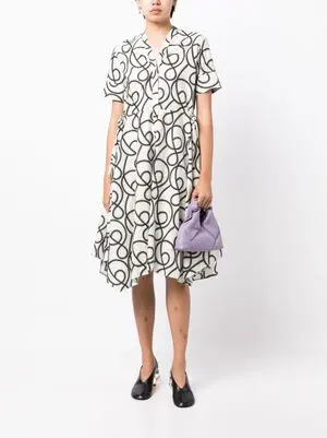 JNBY Abstract-print Pleated Midi Dress
