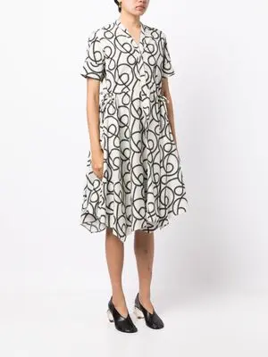 JNBY Abstract-print Pleated Midi Dress