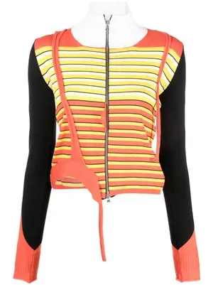 Ottolinger Asymmetric Stripe-pattern Cardigan