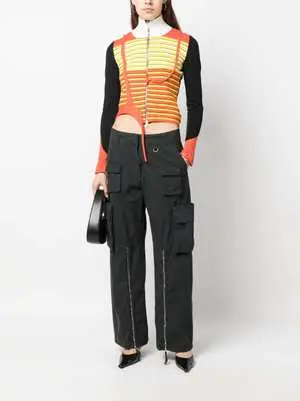 Ottolinger Asymmetric Stripe-pattern Cardigan