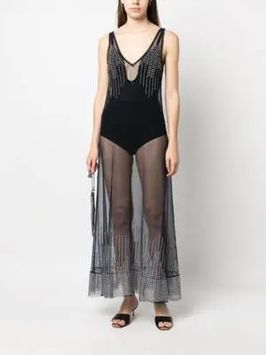 Rabanne Stud-detailed Sheer Long Dress