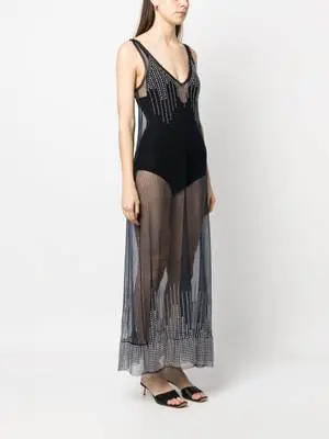 Rabanne Stud-detailed Sheer Long Dress