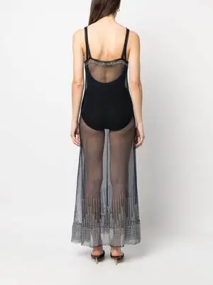 Rabanne Stud-detailed Sheer Long Dress