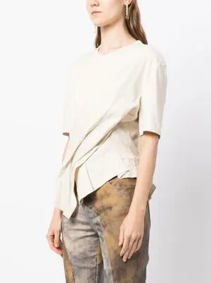 JNBY Asymmetric Gathered Cotton T-shirt
