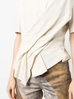 JNBY Asymmetric Gathered Cotton T-shirt